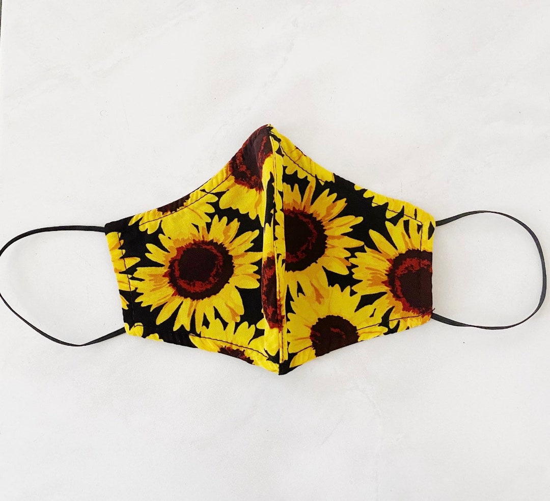 Sunflower Face Mask - Reusable, Washable, Fashion Fitted Contour, Soft ...