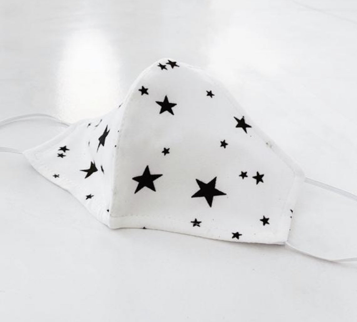 Black Star Print Face Mask - Reusable, Washable, Fashion Fitted Contour ...