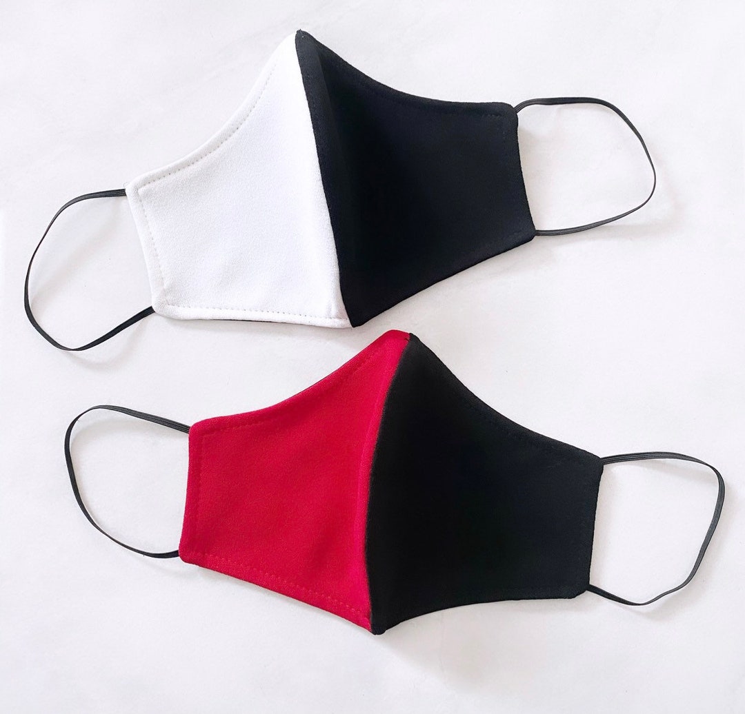 Black White Red Duo Face Mask - Reusable, Washable, Fashion Fitted ...