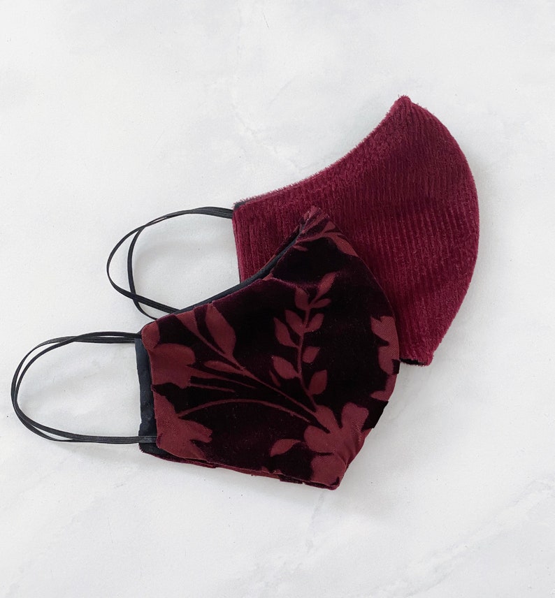 Burgundy Red Corduroy Velvet Face Mask Reusable Washable - Etsy