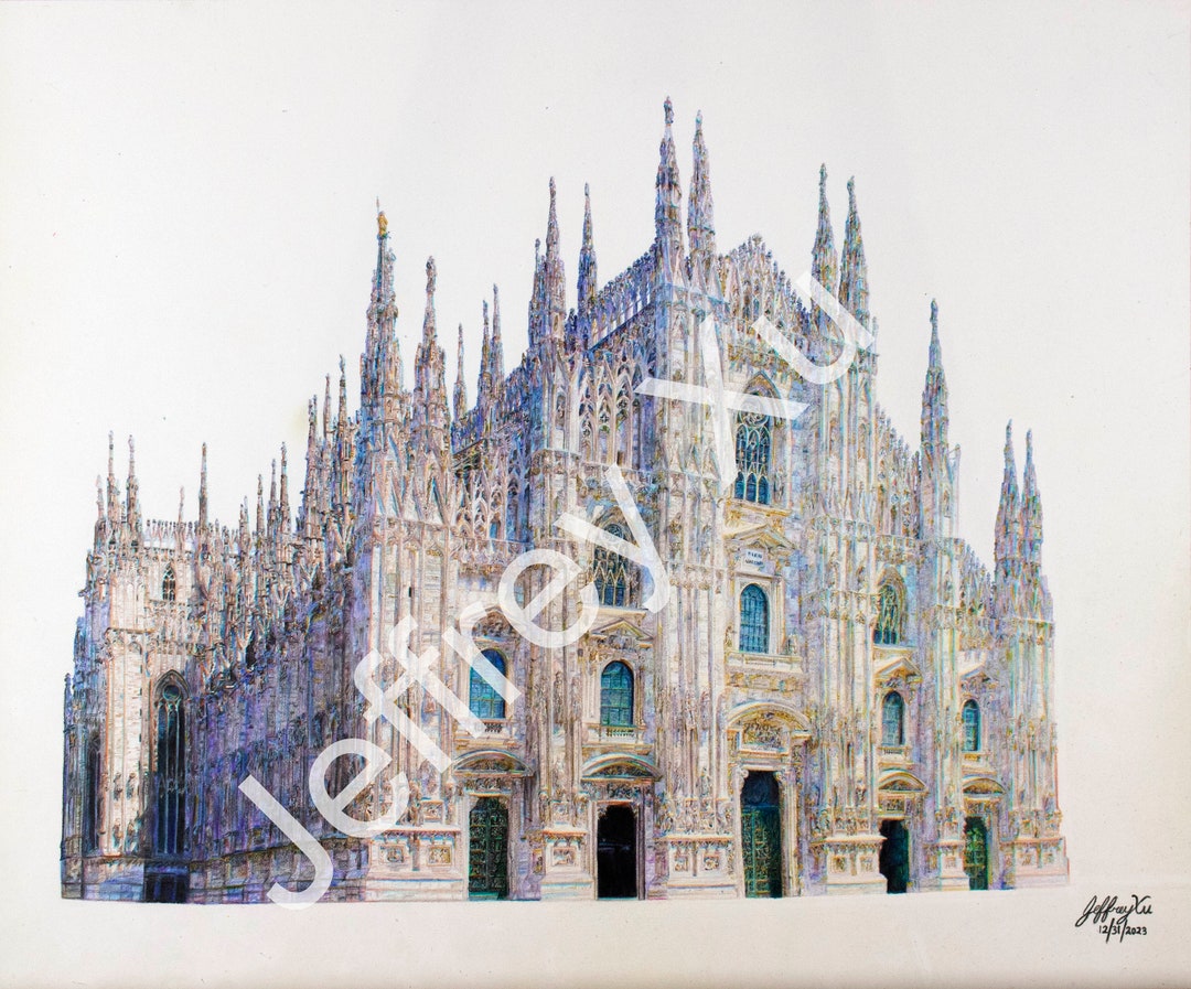 Milan Cathedral Drawing Print - Etsy