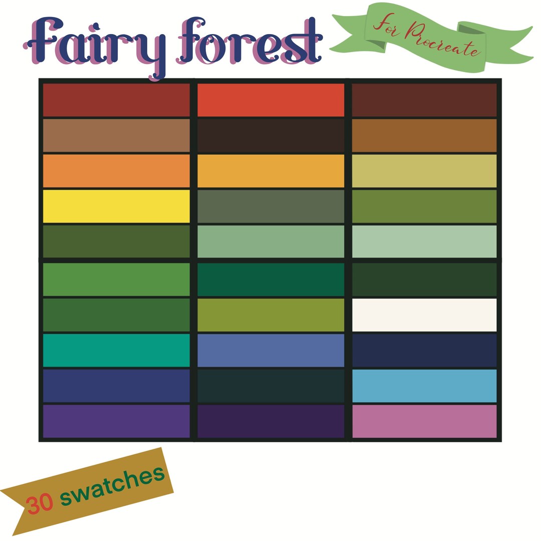 Color Palette for Procreate, Fairy Forest Fantasy, 30 Swatches, Digital ...