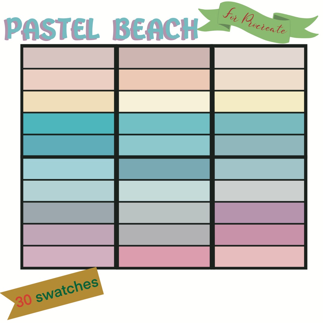 Color Palette for Procreate, Pastels, Beach, 30 Swatches, Digital File ...