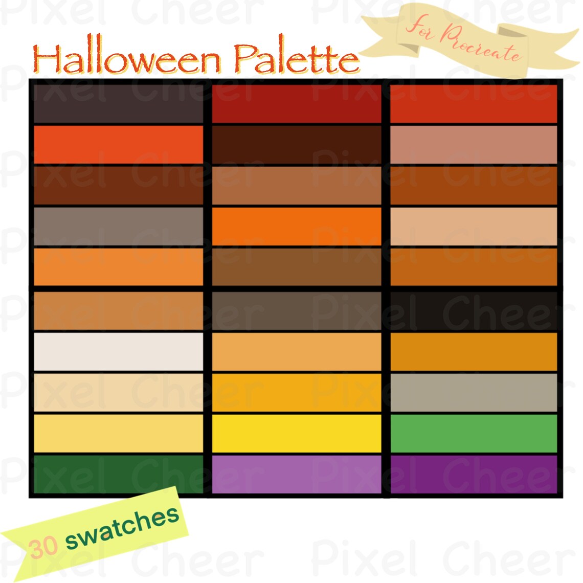 Color Palette for Procreate, Halloween, Fall, Autumn, October, 30 ...