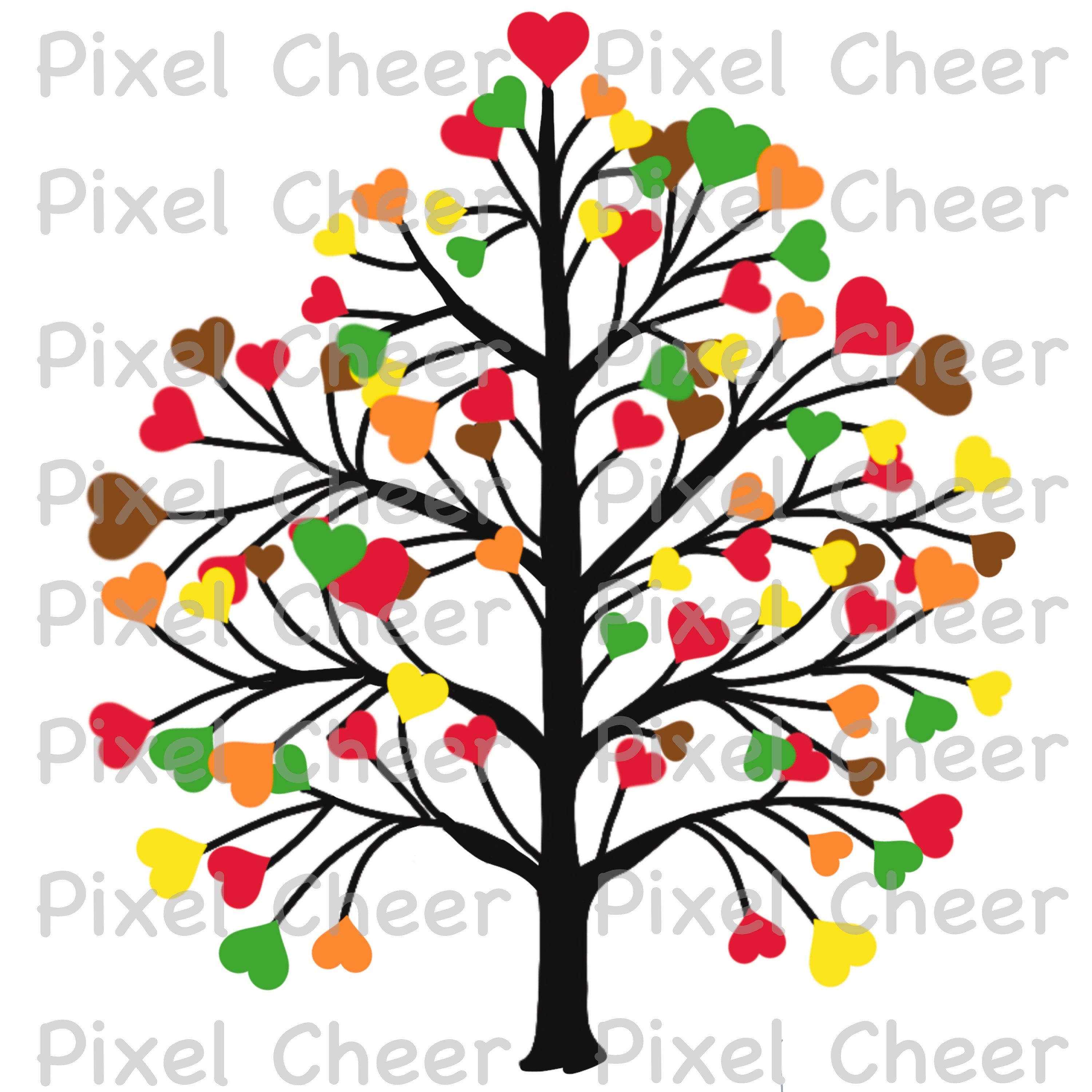 Sparse Tree With Heart Leaves /PDF/ Jpg/ PNG File Download/ Clipart ...
