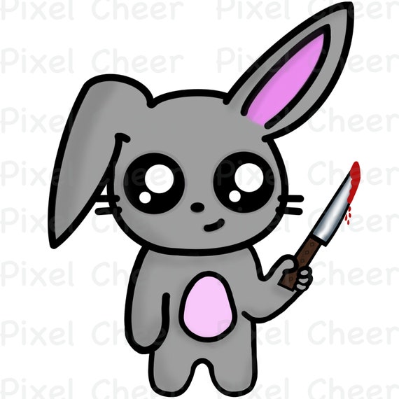 Bunny with bloody knife PDF jpg PNG File for Download | Etsy