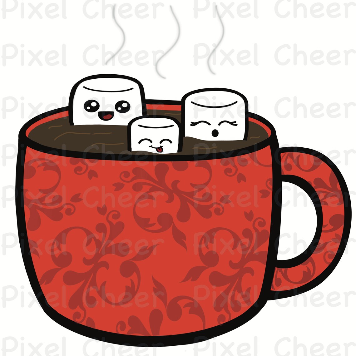 Kawaii Hot Cocoa Chocolate With Marshmallows, PDF, Jpg, PNG Download ...