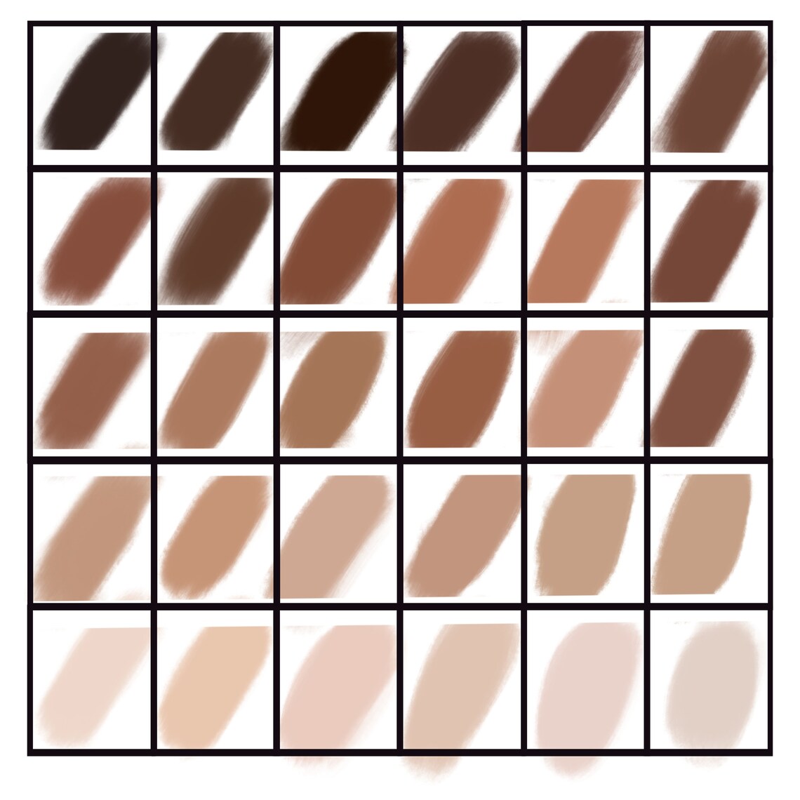 Color Palette for Procreate, Skin Shades, 30 Swatches, Digital File ...