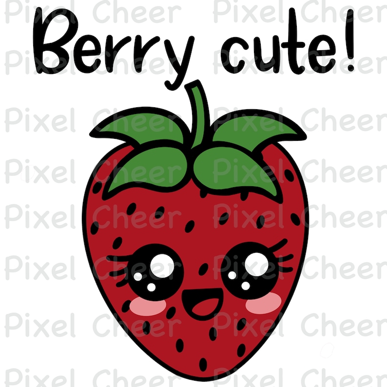 Berry Cute Strawberry Fruit Kawaii PDF Jpg PNG Download, Clipart, Print ...