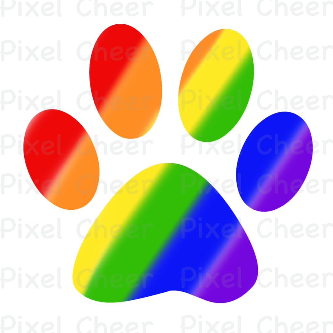 Dog Paw Print, Rainbow Colored, PDF, Jpg, PNG File for Download ...