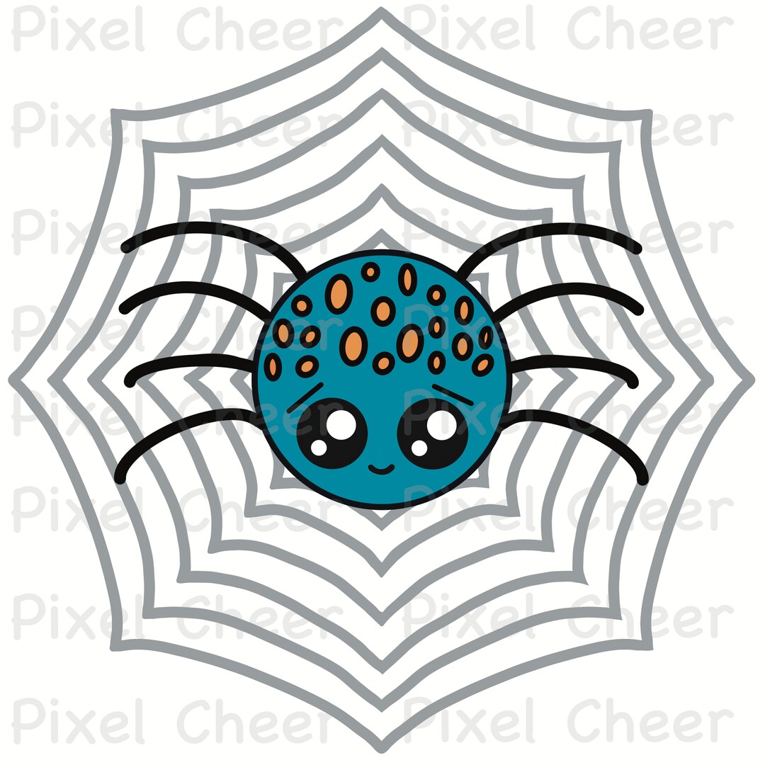 Kawaii Cute Spider en web PDF, jpg, PNG, Halloween, calcomanía ...