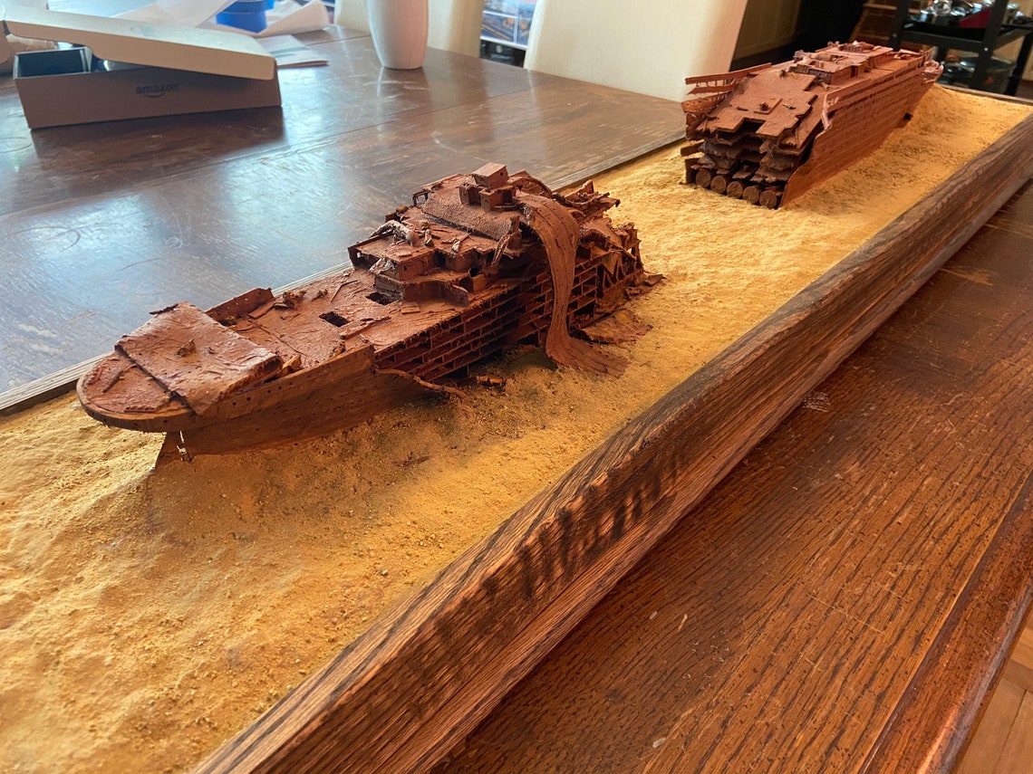 Titanic Wreckage Diorama / 1/350 Scale / Custom Oak Display | Etsy