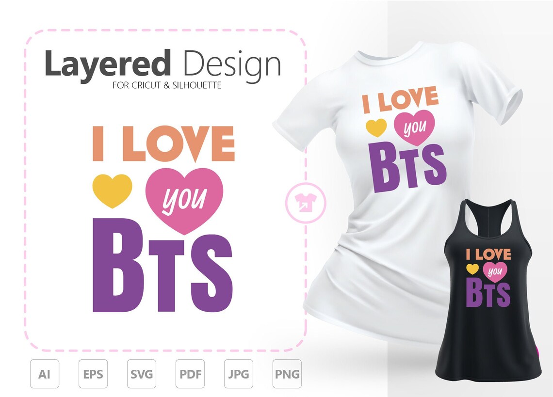 I Love You BTS Digital Heart Design Jungkook RM J-hope Suga V - Etsy