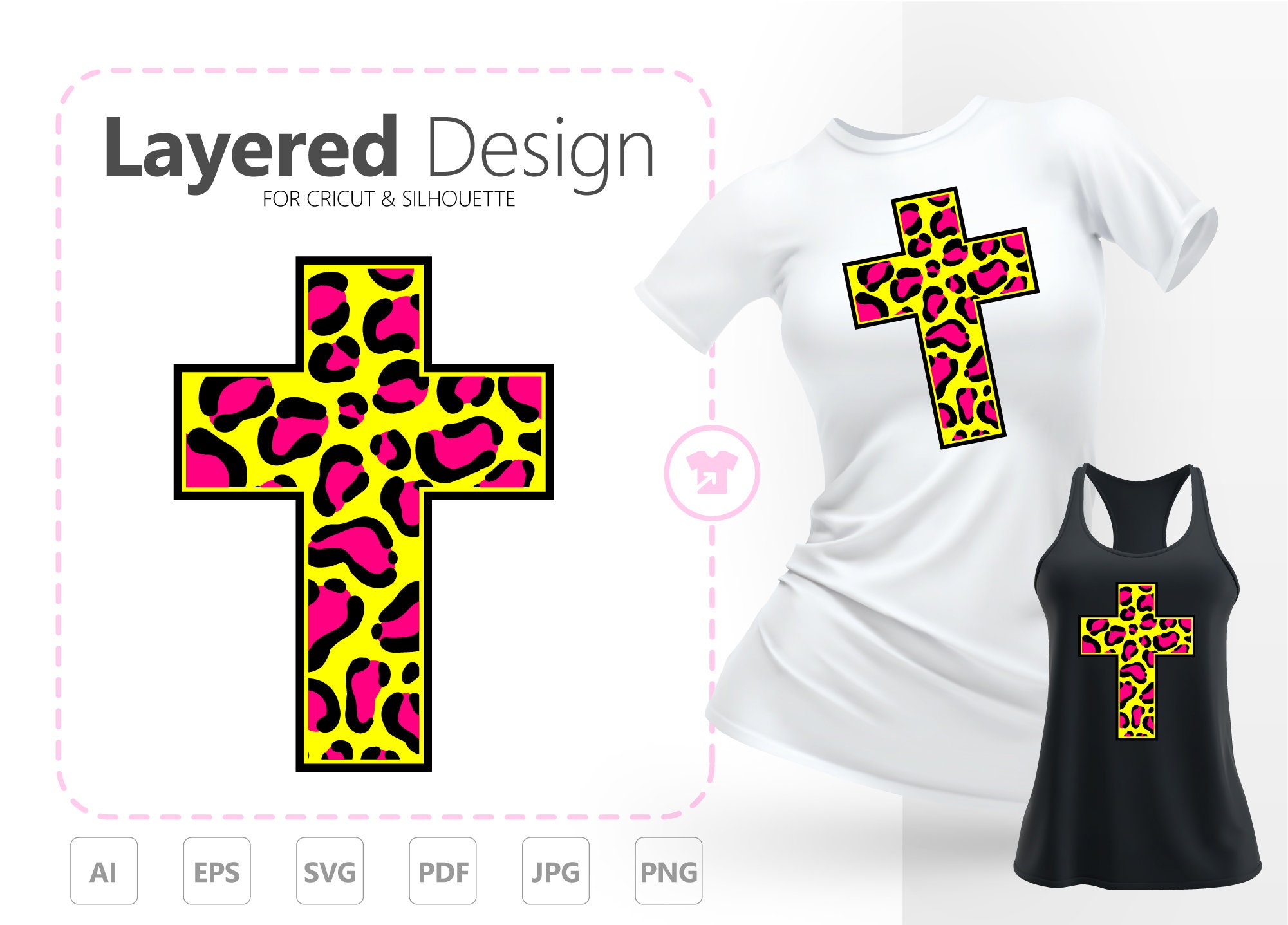 Leopard Cross Design Cut Files SVG Vector Cricut Cool Typo | Etsy