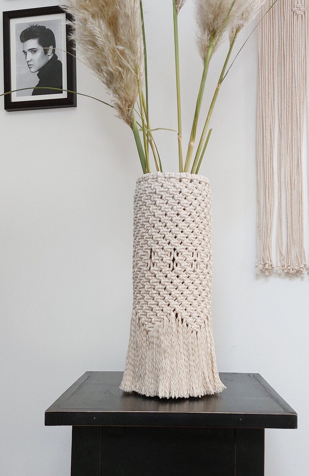 Vase for Dried Flowers, Macrame Vase, Height 30 Cm, Gift, Tall Vase ...