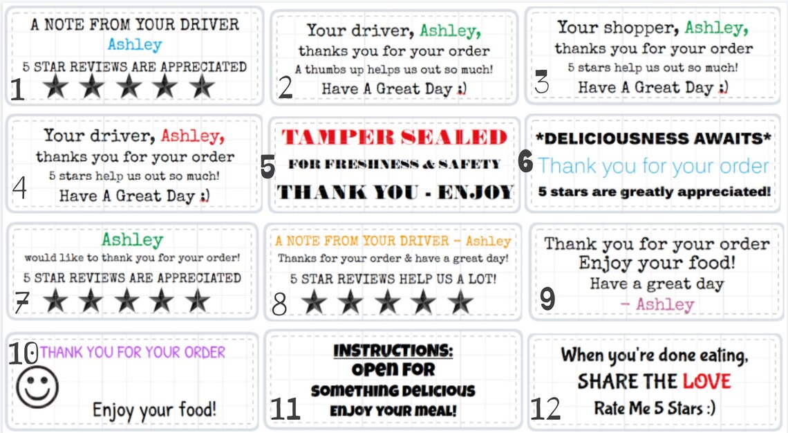 Food Delivery Stickers 27 Designs Customizable | Etsy