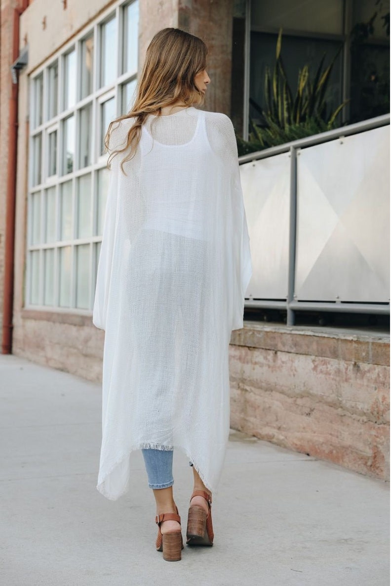 Rust Orange Soft Kimono Duster With Baby Fringes - Etsy