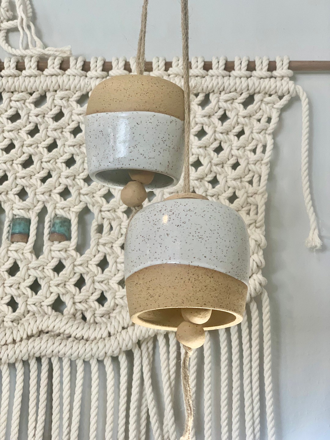 Handmade Ceramic Bell Chimes: White Ceramic Bells, White Wall Hangings ...