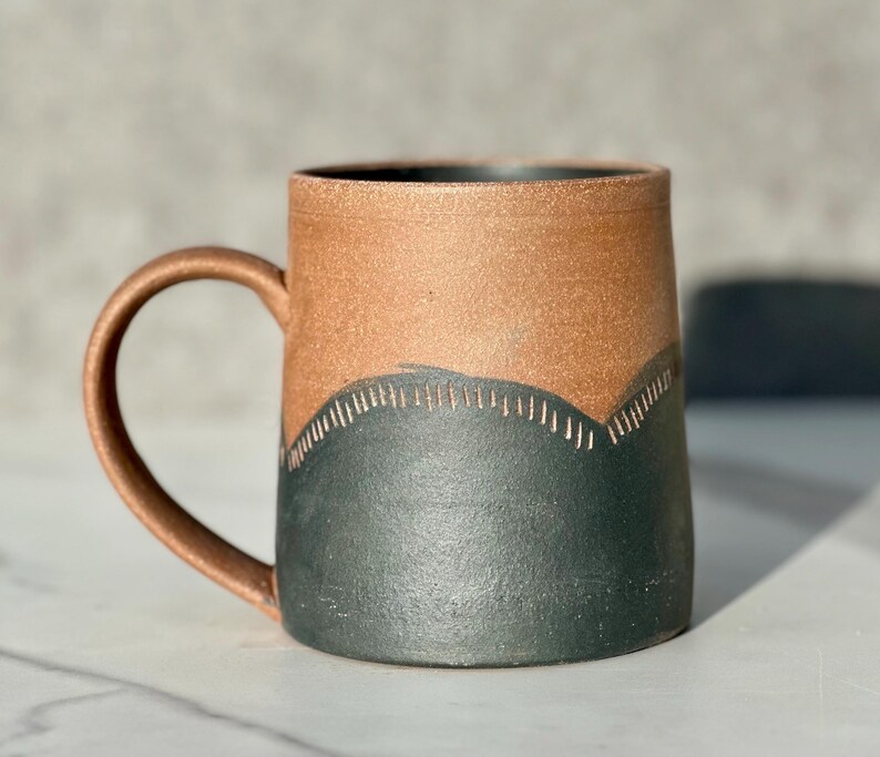 14oz Raw Earth Collection Handmade Coffee Mug, Black Mug Ceramic ...