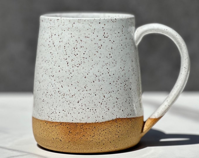White Handmade Coffee Mug, Large Ceramic Coffee Mug Stoneware, White ...