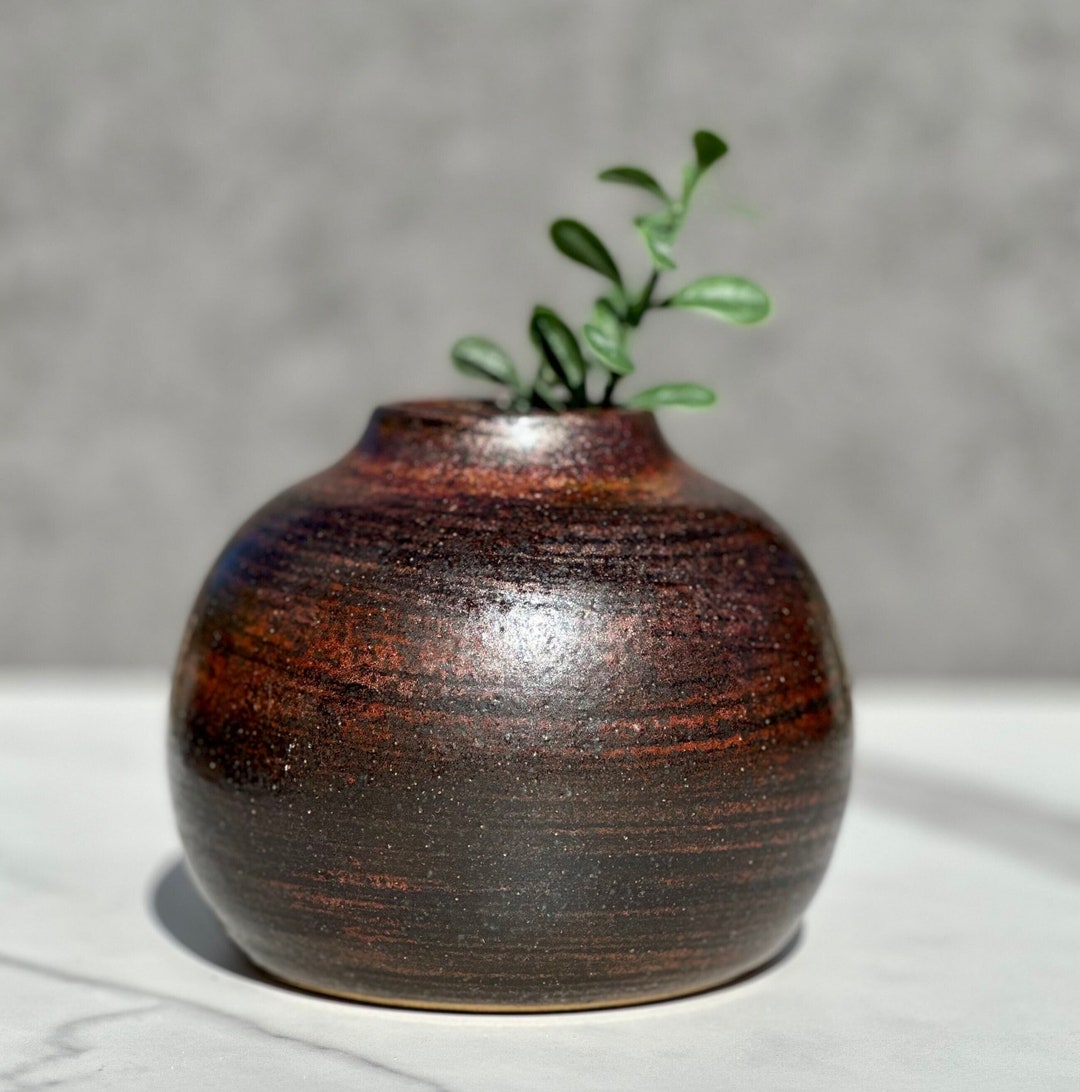 Handmade Ceramic Bud Vase Copper Bud Vase, Flower Vase, Small Ceramic ...