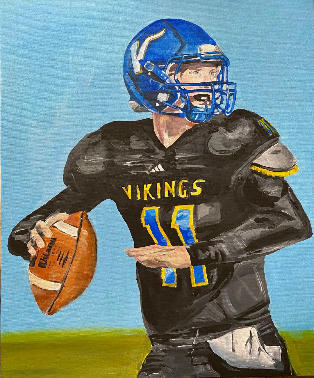 Custom Football Player Painting on Canvas, Personalized Customized Art ...