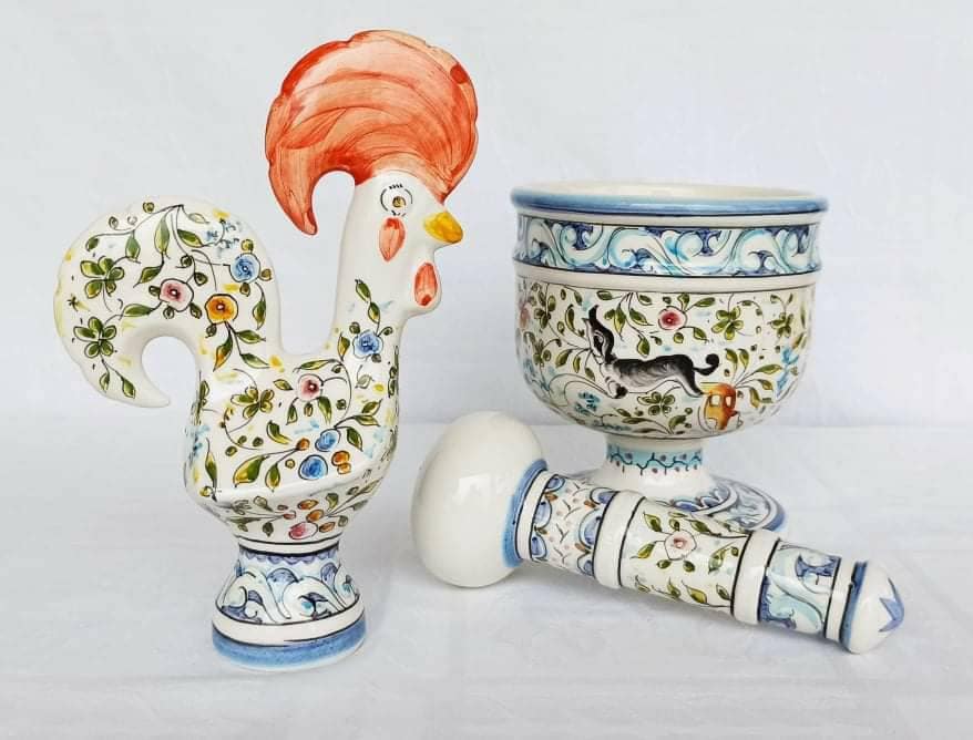 Set of 2 Pieces Ceramic. Rooster Pepper Smasher Handmade in Portugal ...