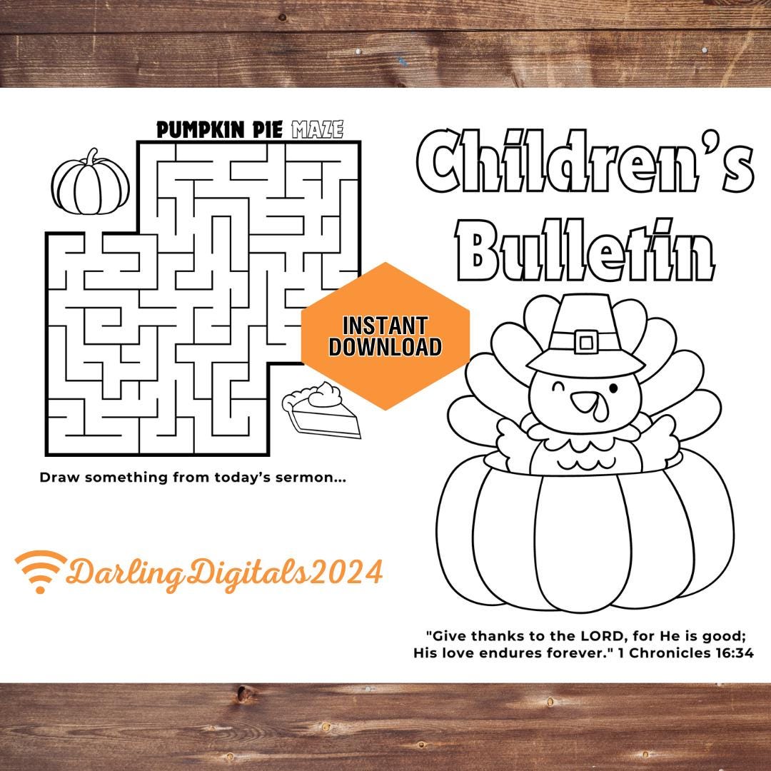 Children's Church Worship Bulletin Printable Church Bulletin for Kids ...
