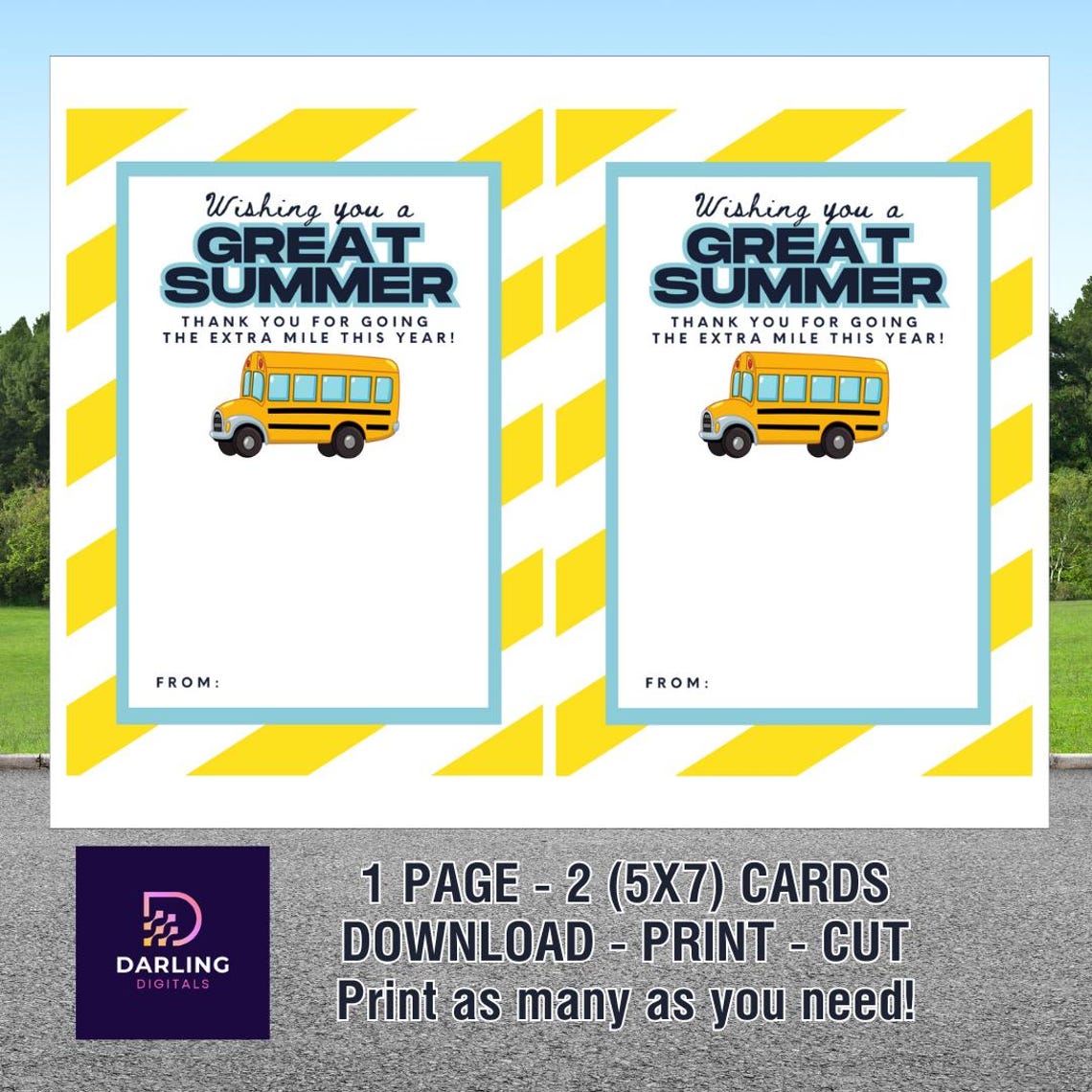 Bus Driver Thank You Card | End of School Year Card | Gift Card Holders ...