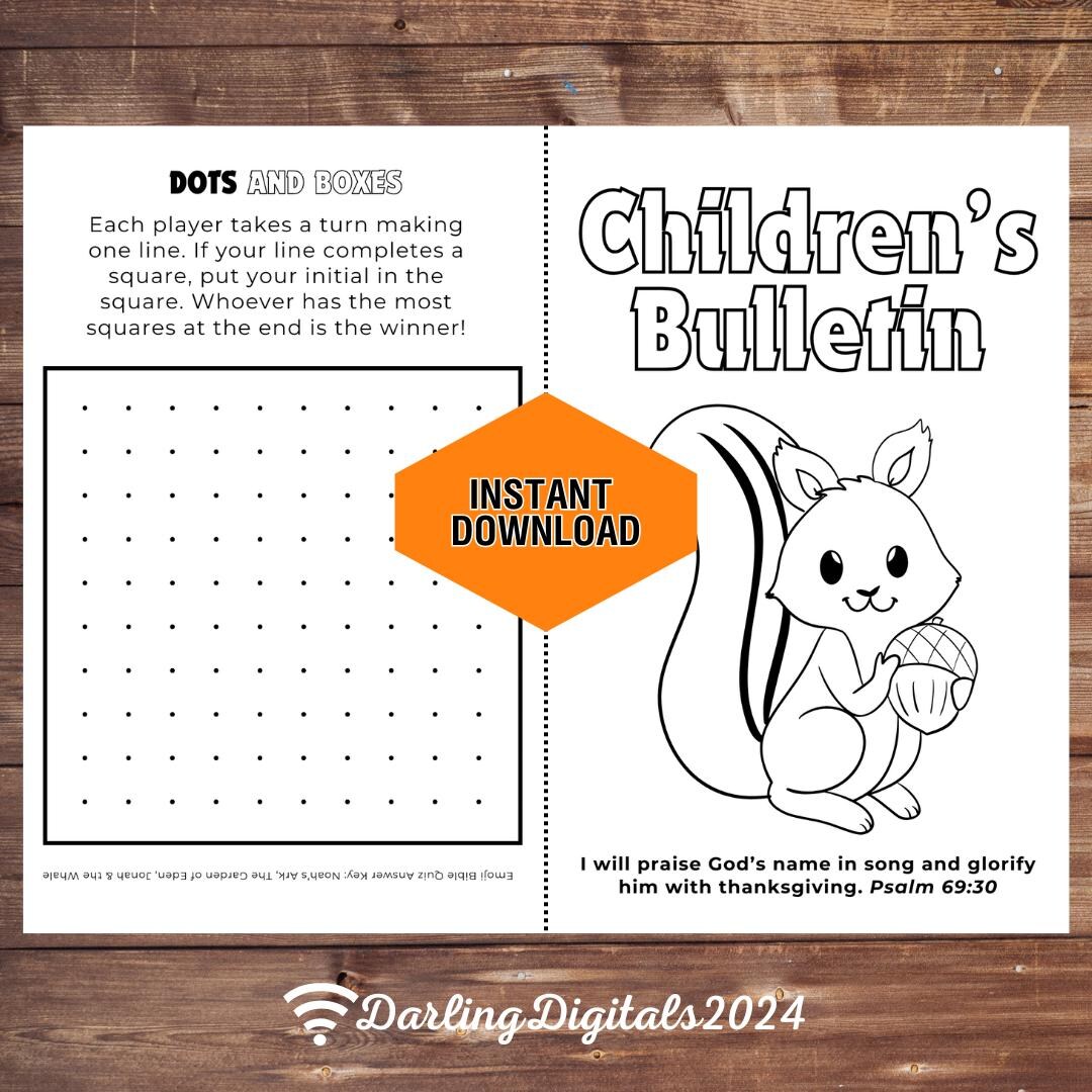 Children's Church Worship Bulletin Printable Church Bulletin for Kids ...