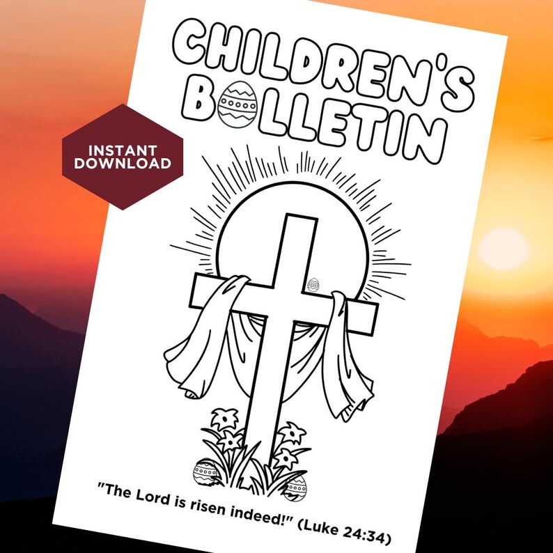 Easter Church Bulletin for Kids | Worship Activity Sheets for Kids ...