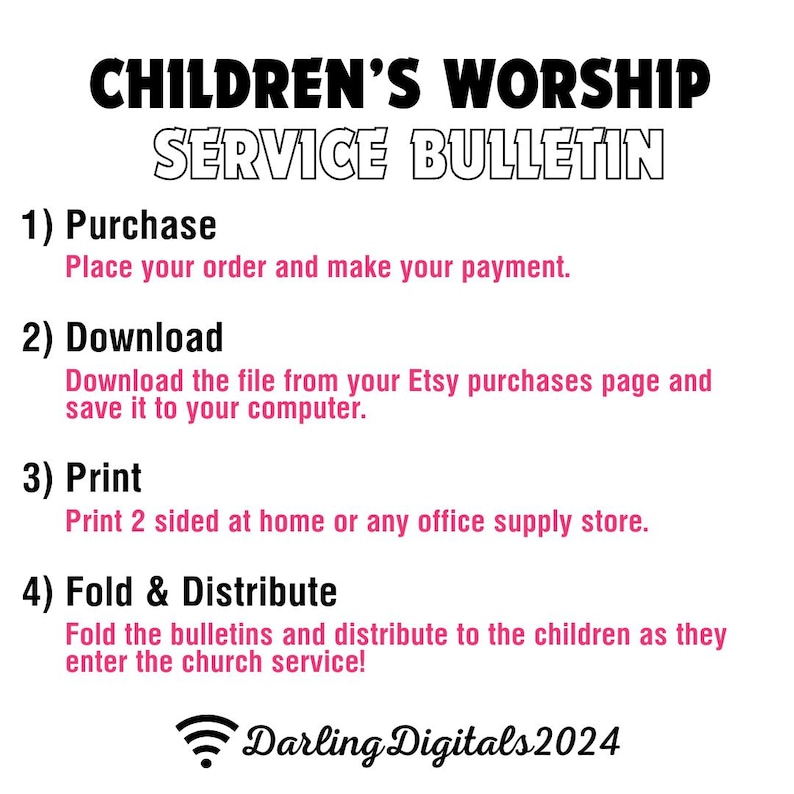 Church Bulletin for Kids | Worship Activity Sheets for Kids | Instant ...