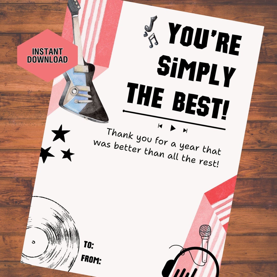 End of Year Teacher Gift Card Holder Printable | Music Teacher Gift ...