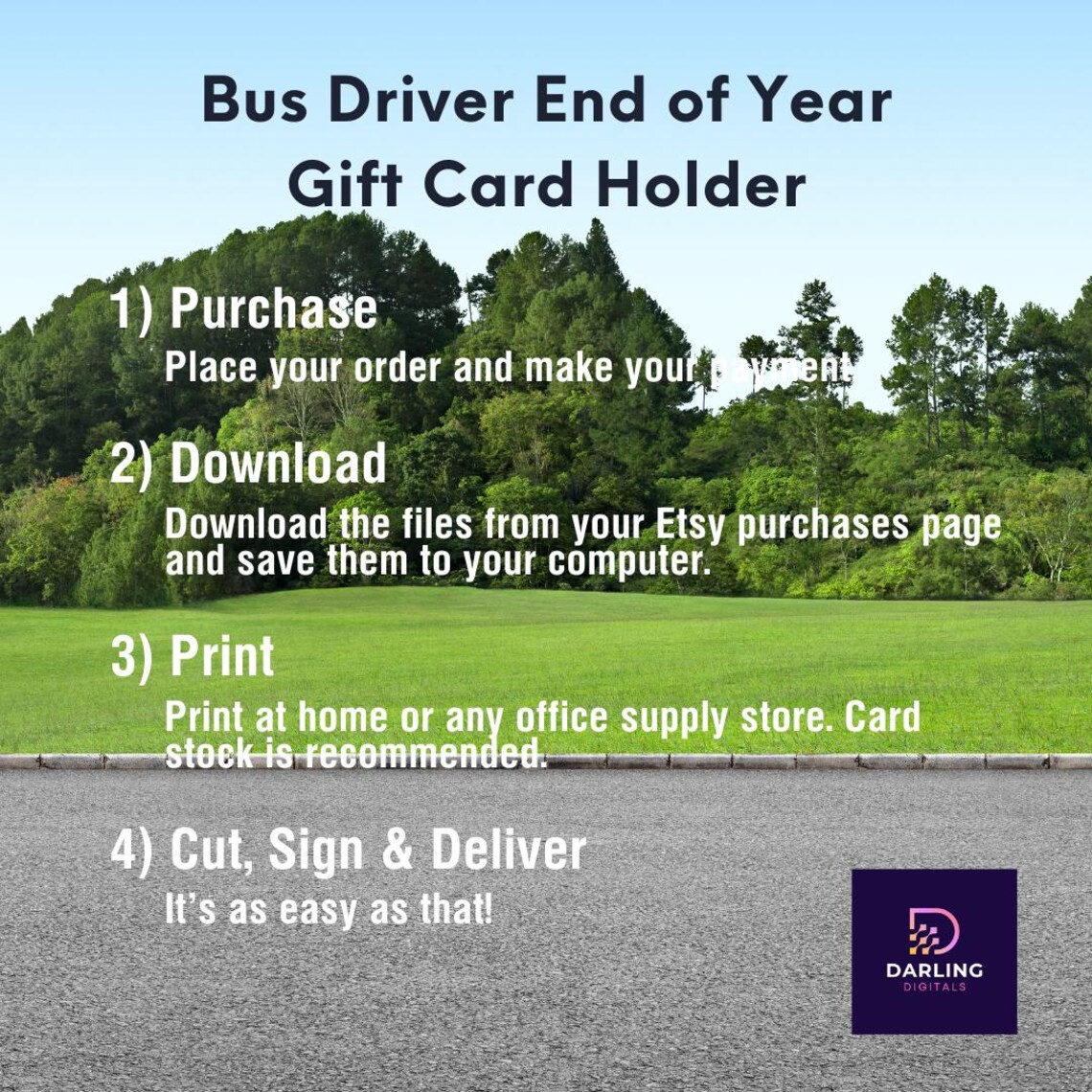 Bus Driver Thank You Card | End of School Year Card | Gift Card Holders ...