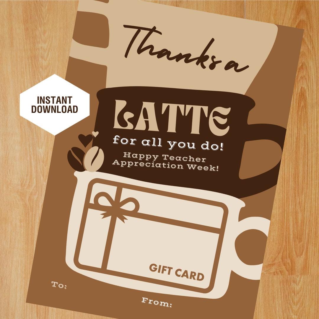 Thanks A Latte | Teacher Appreciation | Gift Card Holders | Thank You ...
