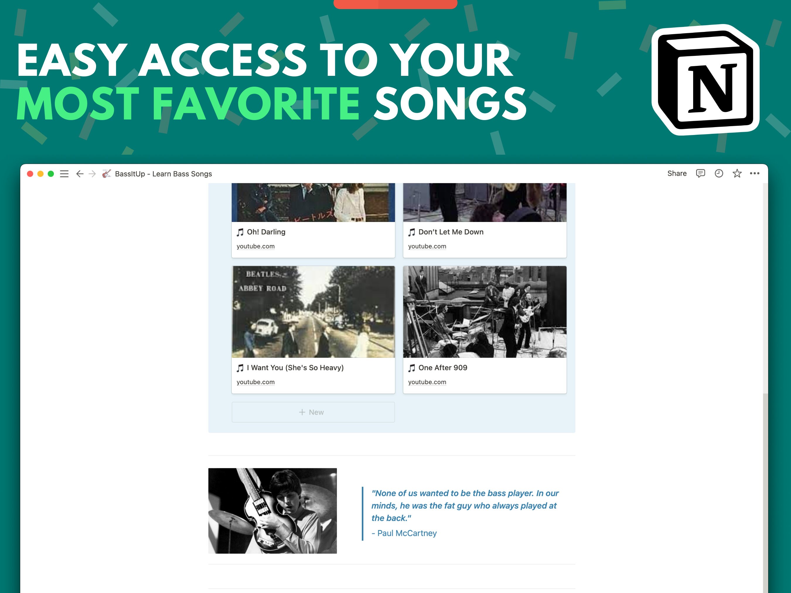 Bassitup - Learn Bass Songs | Notion Template for Bass Guitar Players - Save Songs, Practice ...