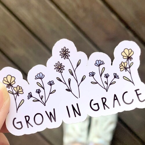 Grow in Grace Dainty Purple Florals Sticker Faith - Etsy