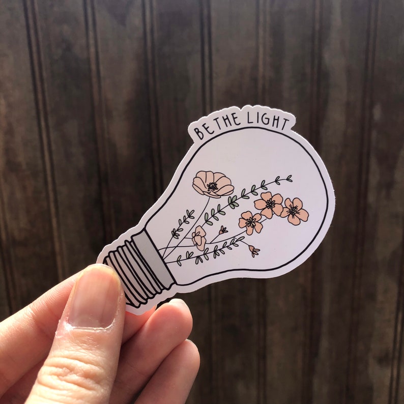 Be the Light Matthew 5:14 Peach Floral Light Bulb Sticker - Faith ...