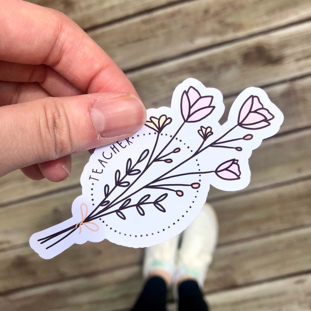 Teacher Pink Florals Sticker - Teacher, Educator, Teaching | Laptop ...