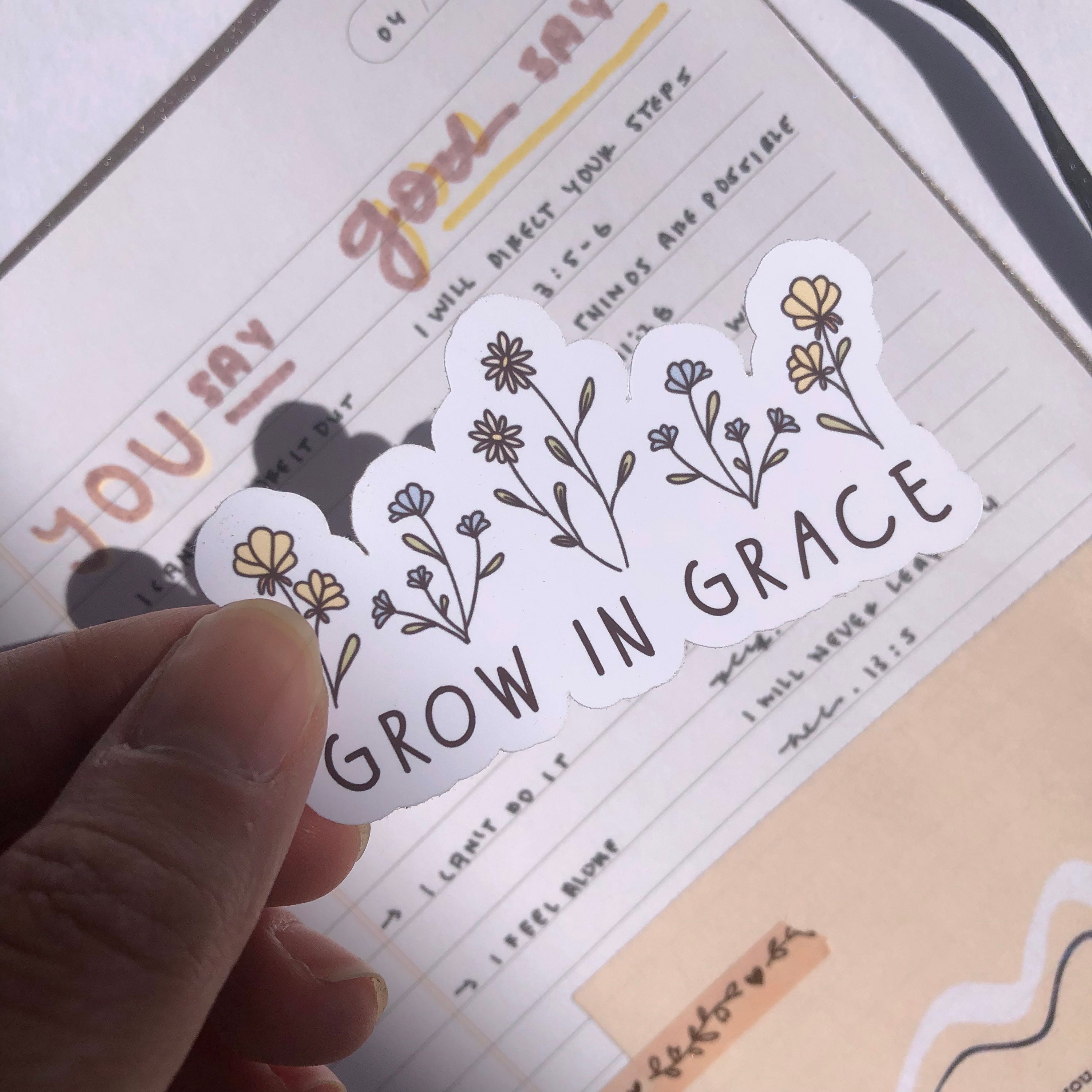 Grow in Grace Dainty Purple Florals Sticker Faith - Etsy