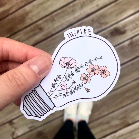 Inspire Pink Floral Lightbulb Sticker Teacher Educator | Etsy
