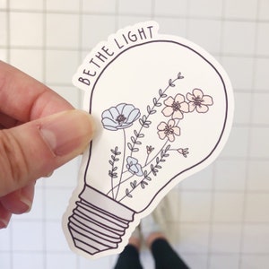 Be the Light Matthew 5:14 Pink & Blue Floral Light Bulb Sticker Faith ...