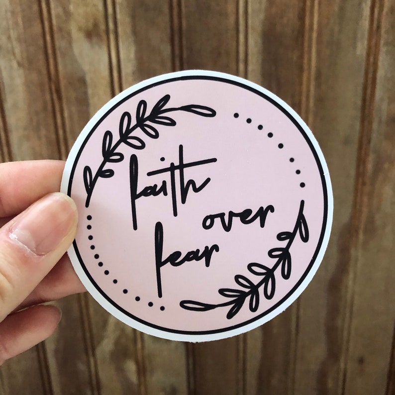Faith Over Fear Pink Sketched Floral Circle Sticker Faith - Etsy