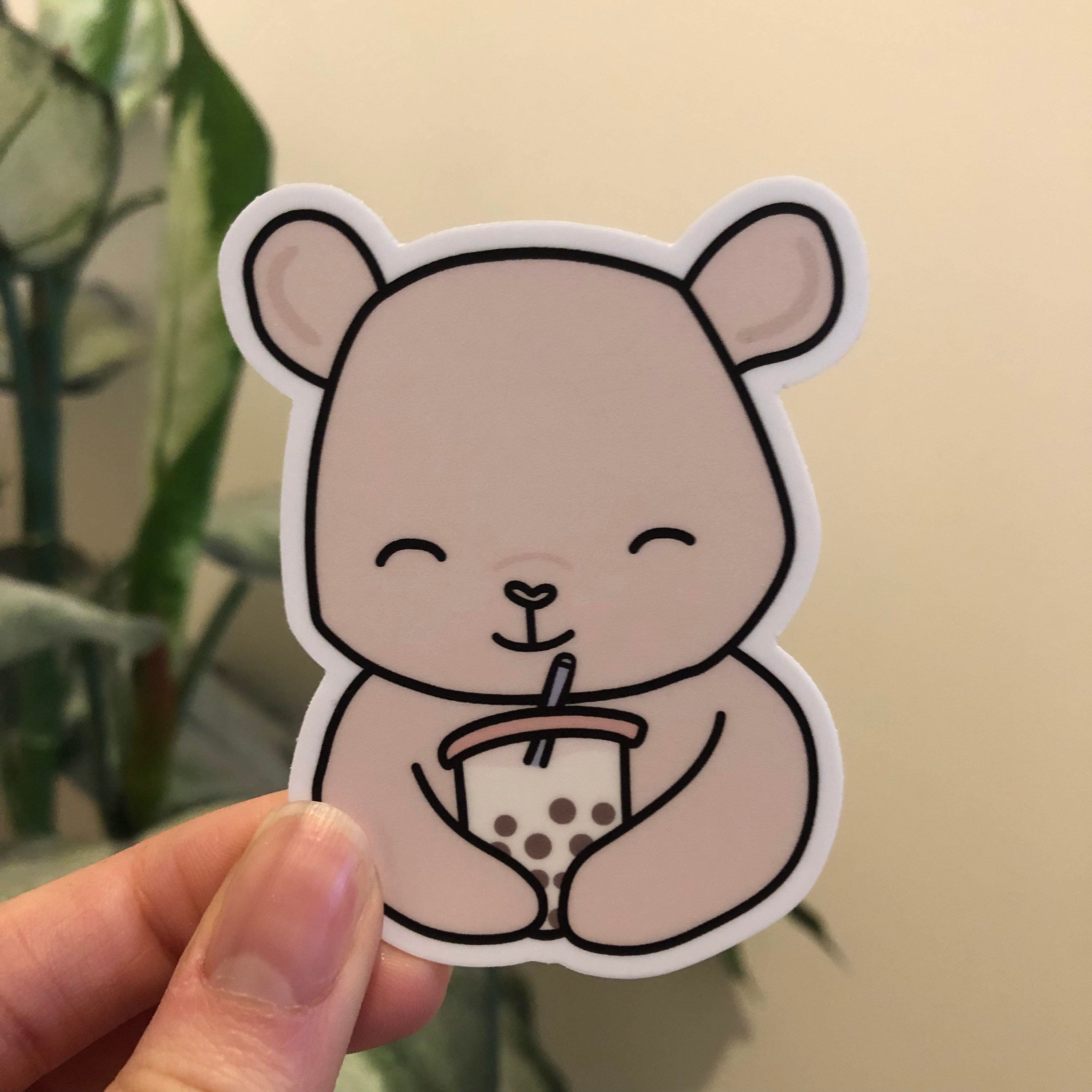 Cute Boba Bear Sticker waterproof Boba Sticker Bubble Tea | Etsy