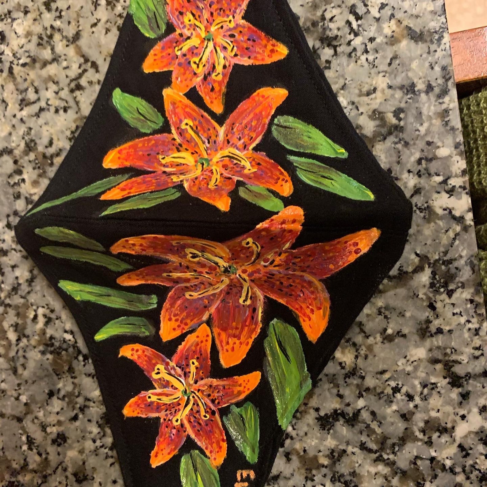 Lily Face Mask, Hand-painted, Covid Mask, Functional Art, Washable ...