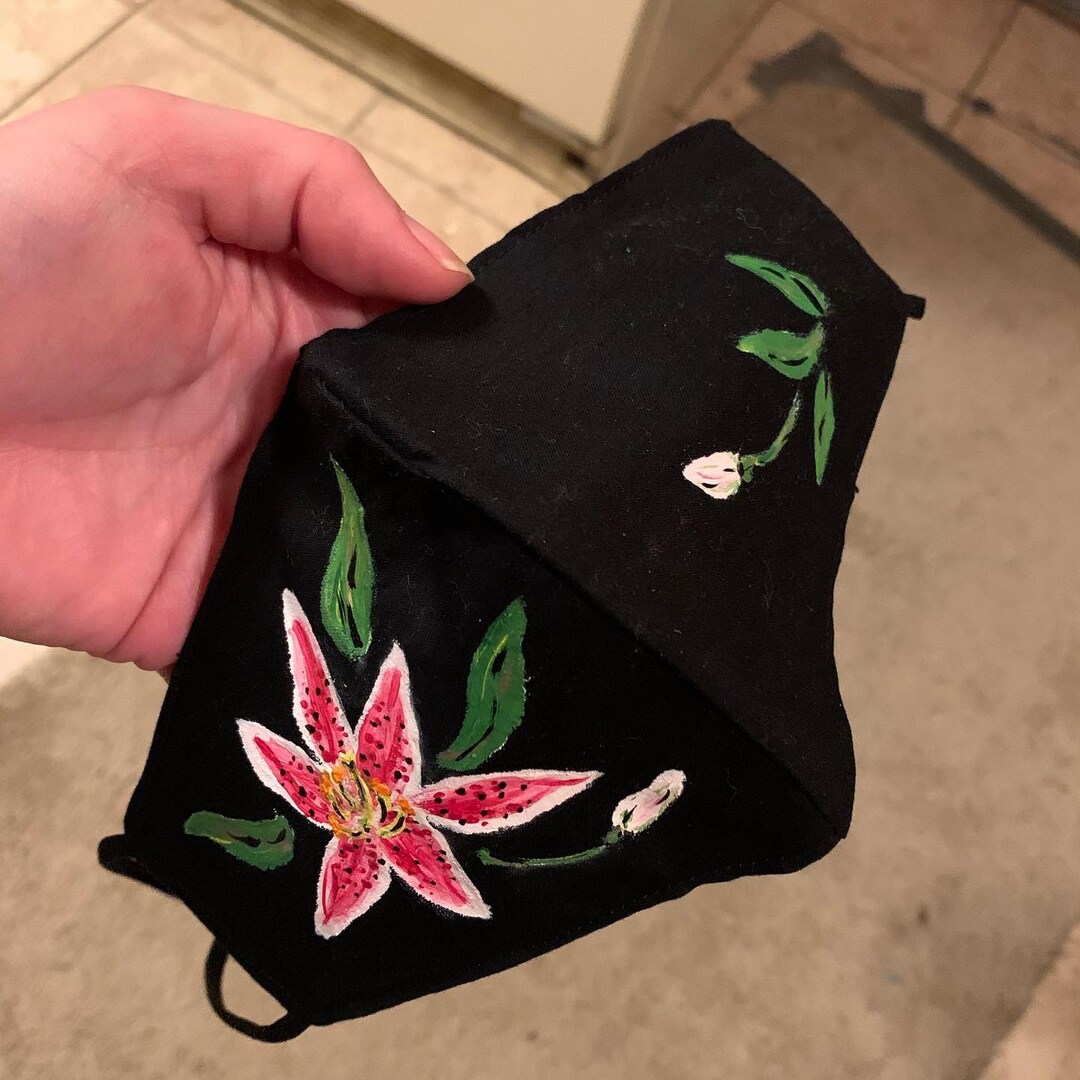 Lily Face Mask, Hand-painted, Covid Mask, Functional Art, Washable ...