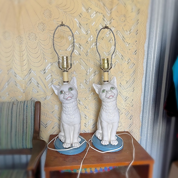 Ceramic Cat Lamps - Etsy