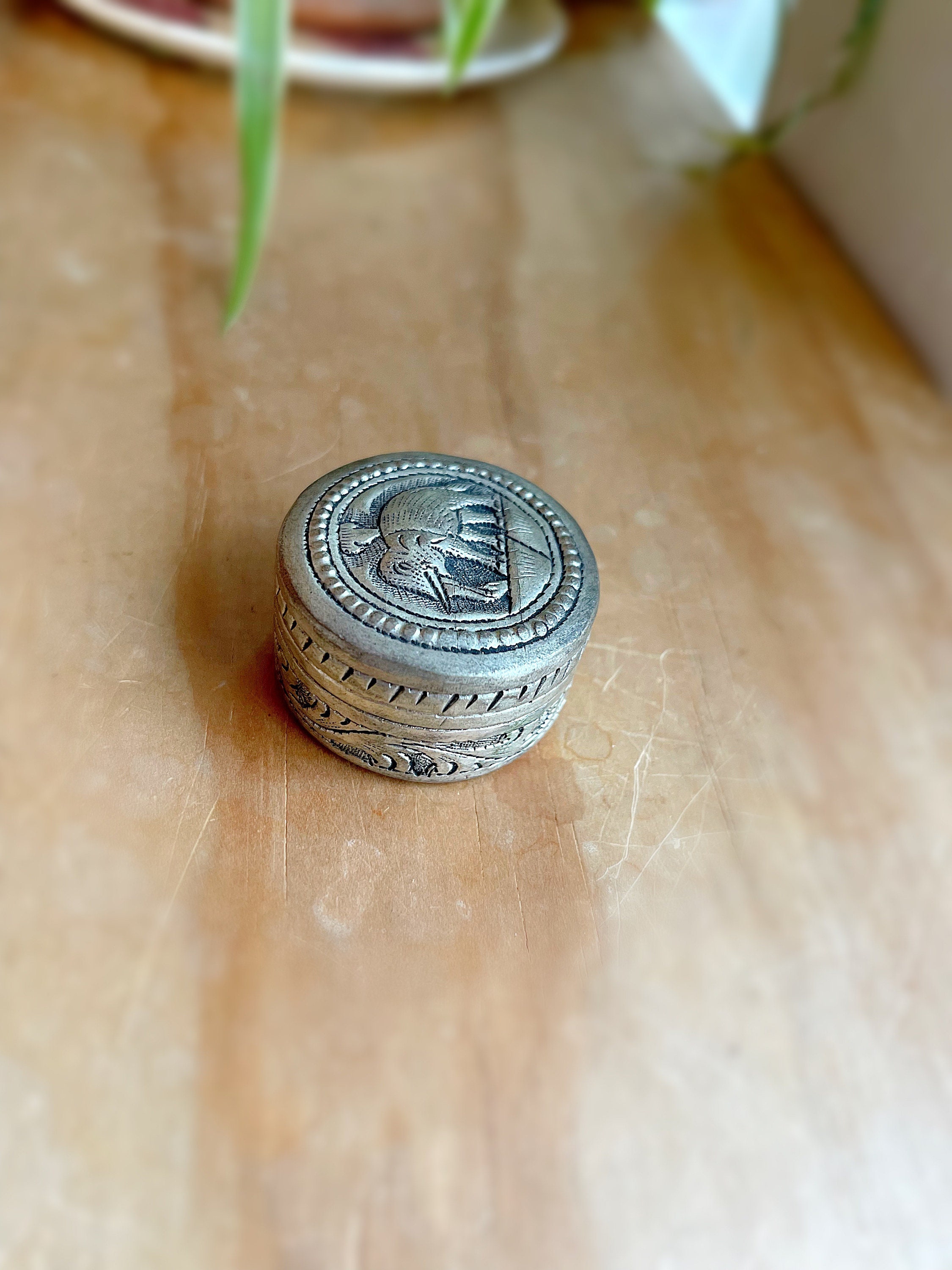 Vintage Cambodian Silver Elephant Pill Trinket Ring Box Khmer Art ...