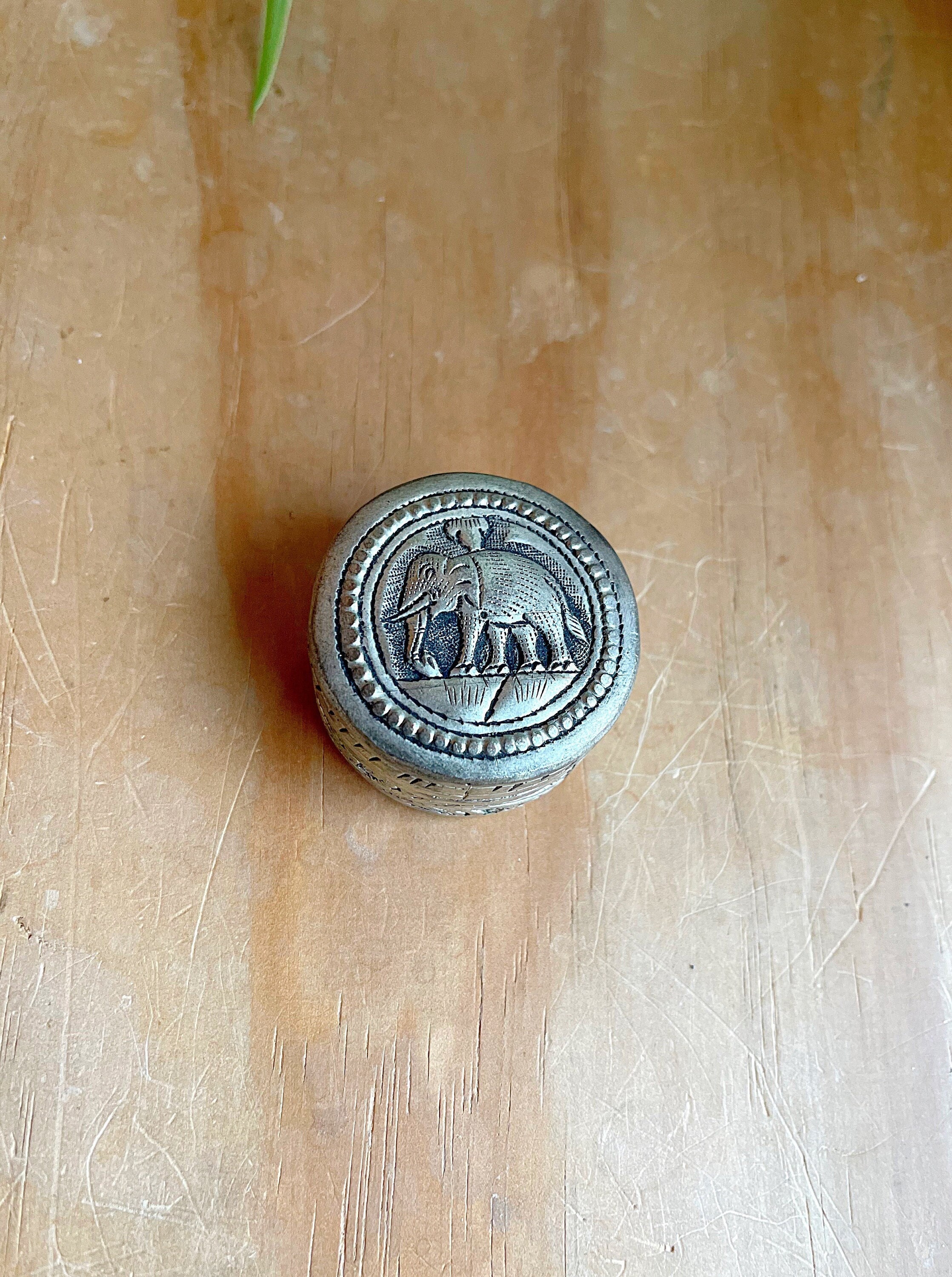 Vintage Cambodian Silver Elephant Pill Trinket Ring Box Khmer Art ...