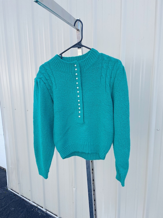Womens turquoise sweater with - Gem